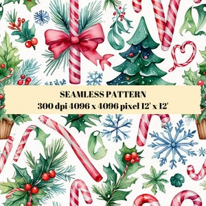 Pastel Christmas Seamless Pattern | Holiday Digital Background | Winter ...