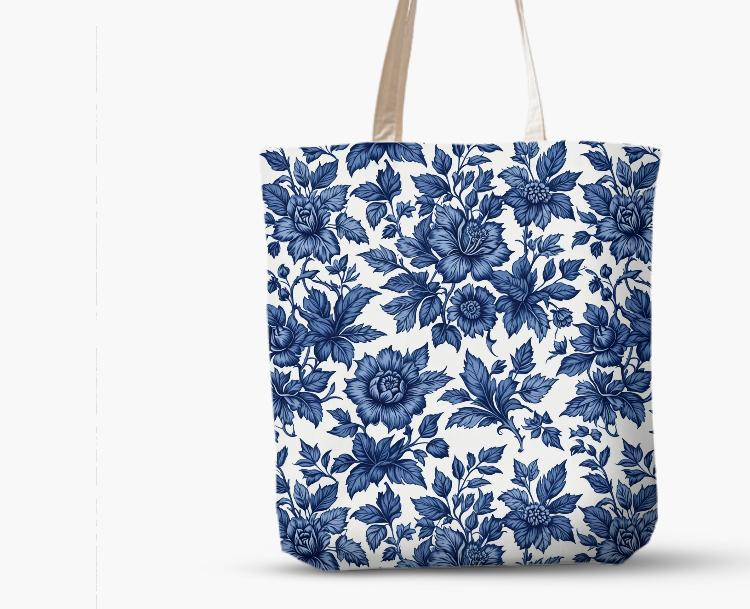 Blue Floral Seamless Pattern - Vintage Botanical Print for Fabrics ...