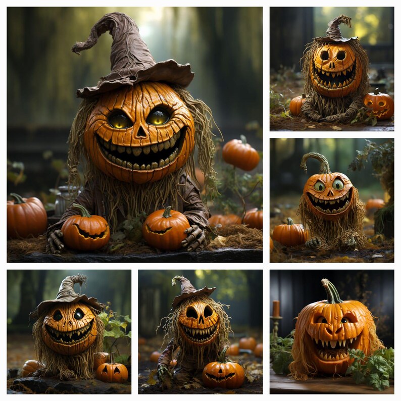 Scary Pumpkin Clipart, Gourds Digital Download, Jpg Pumpkin, Halloween ...