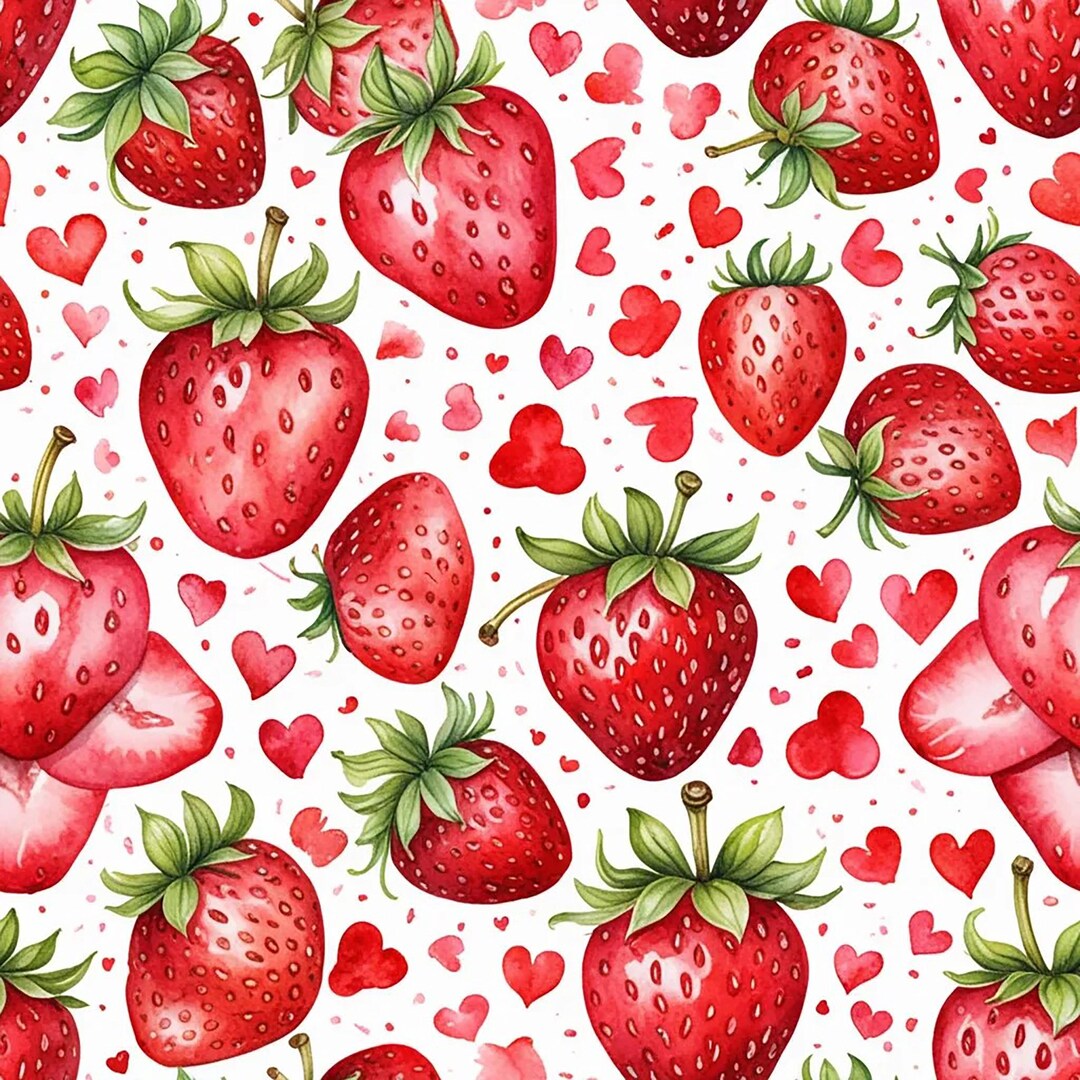 Watercolor Strawberry Seamless Pattern | Printable Strawberry Digital ...