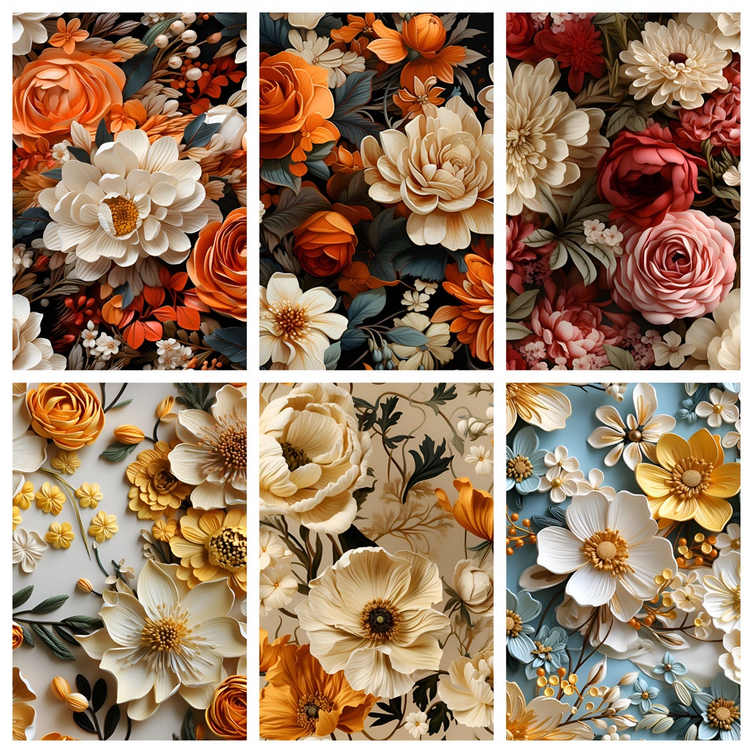 17 Jpg 3d Floral Seamless Digital Paper | Nostalgic| 3d Floral Pattern ...