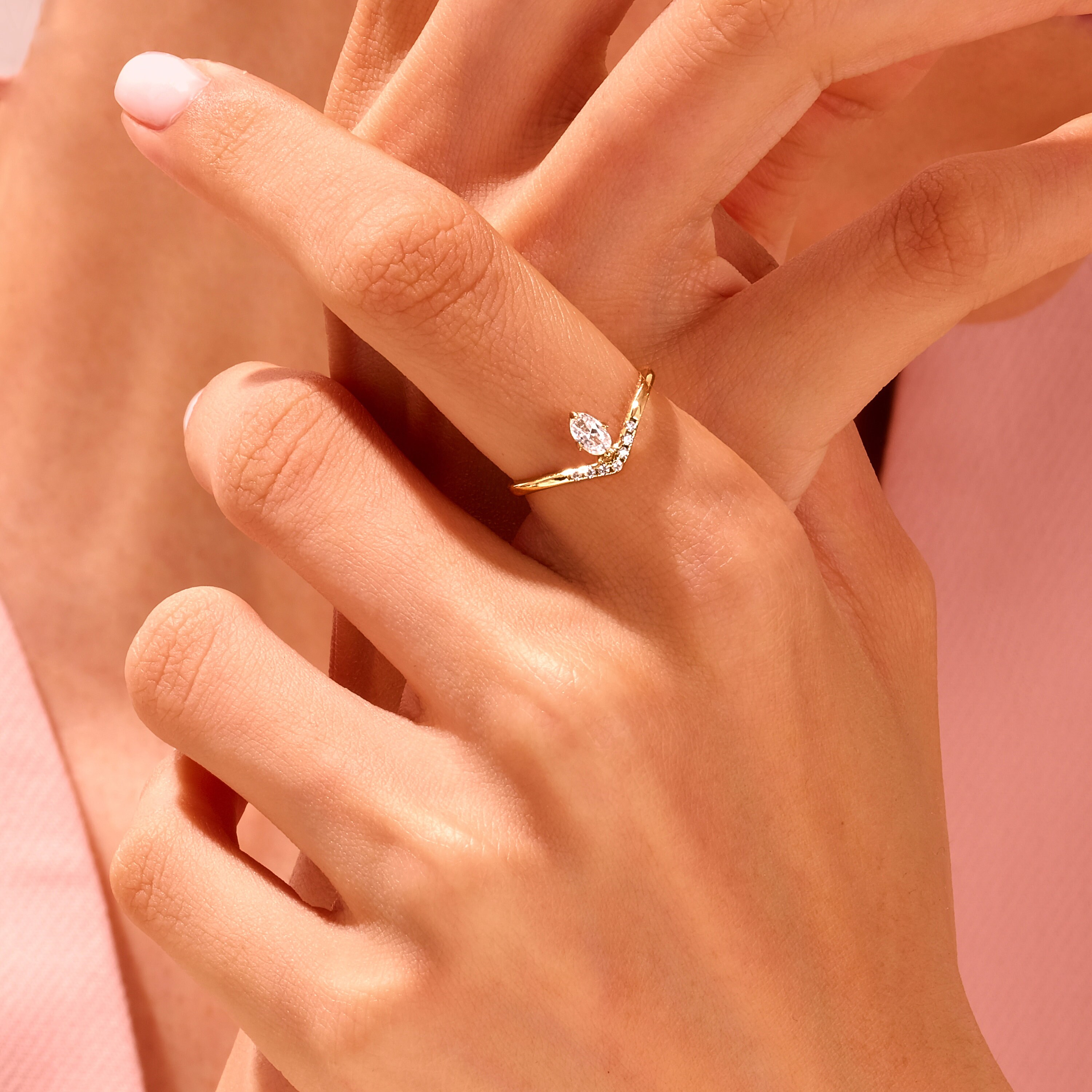 V Shaped Chevron Ring / Solid Gold Wishbone Ring With - Etsy