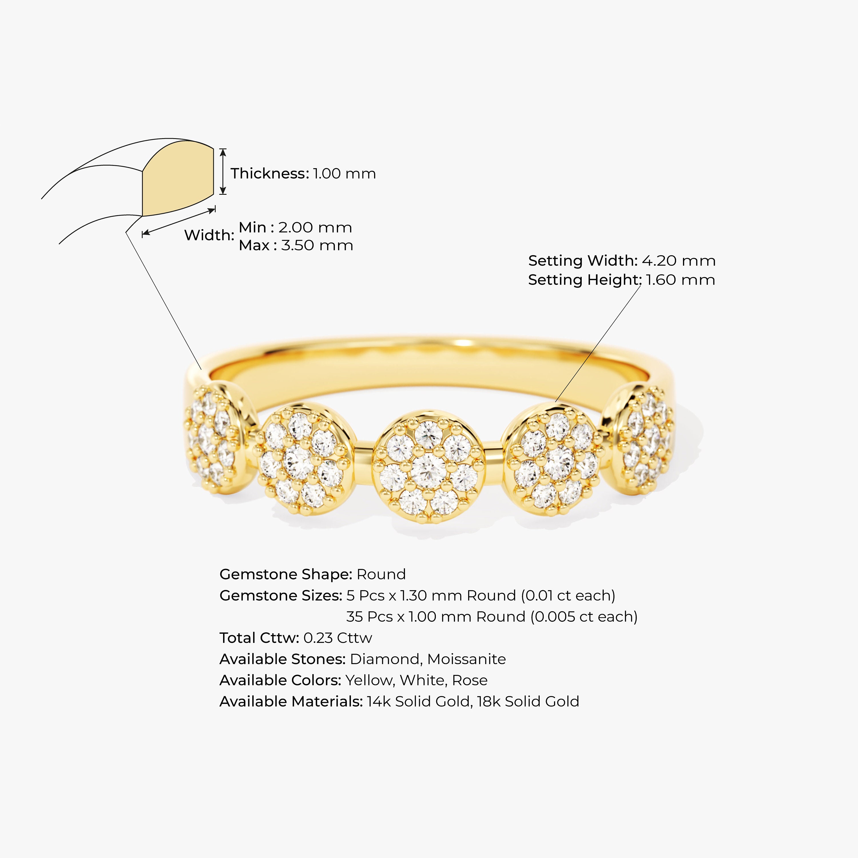 14k Gold Daisy Wedding Ring / Solid Gold Elegant Ring for Women / Thick ...