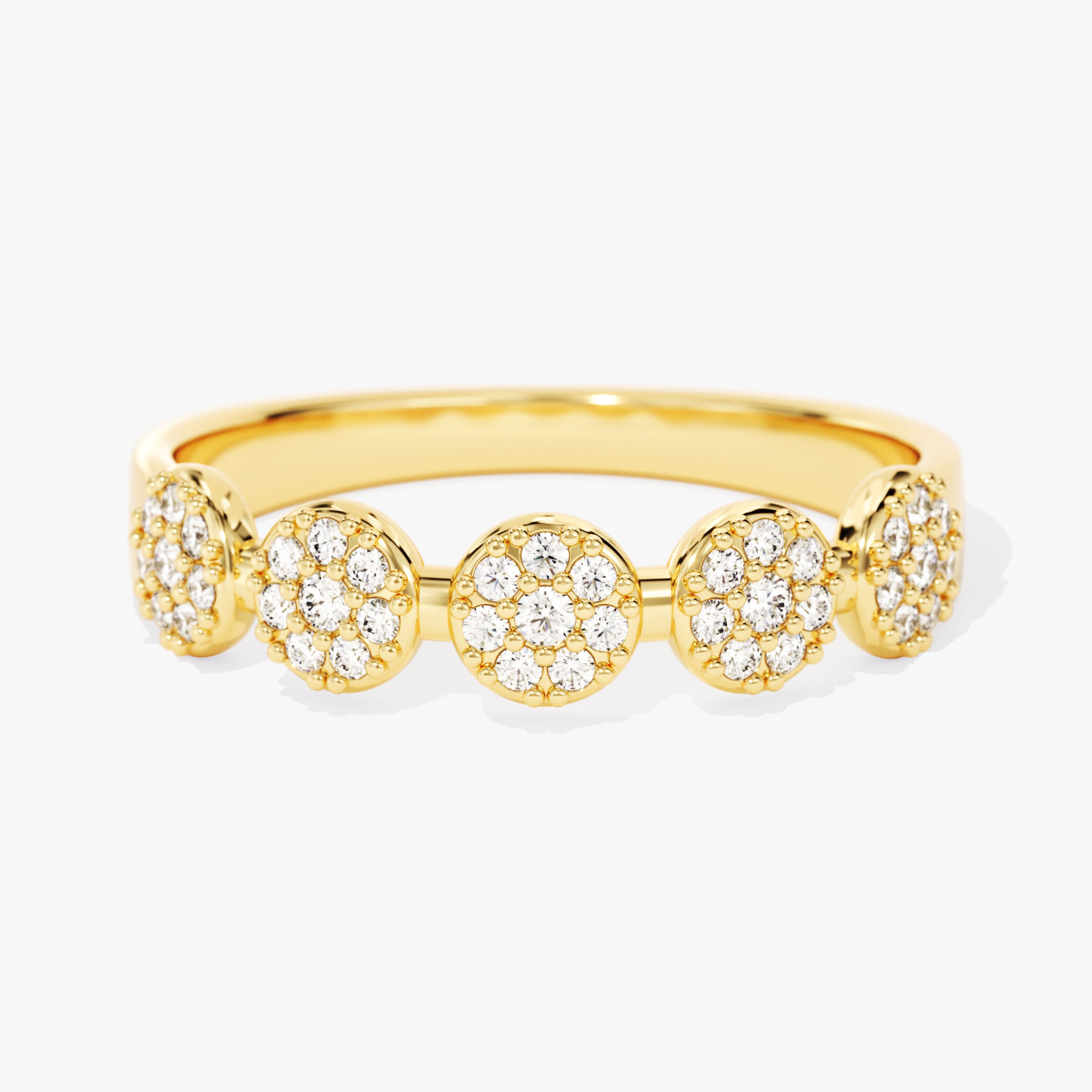 14k Gold Daisy Wedding Ring / Solid Gold Elegant Ring for Women / Thick ...