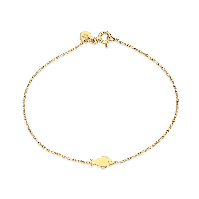14K Gold Fish Charm Bracelet, Marine Life Daily Jewelry, Nautical ...