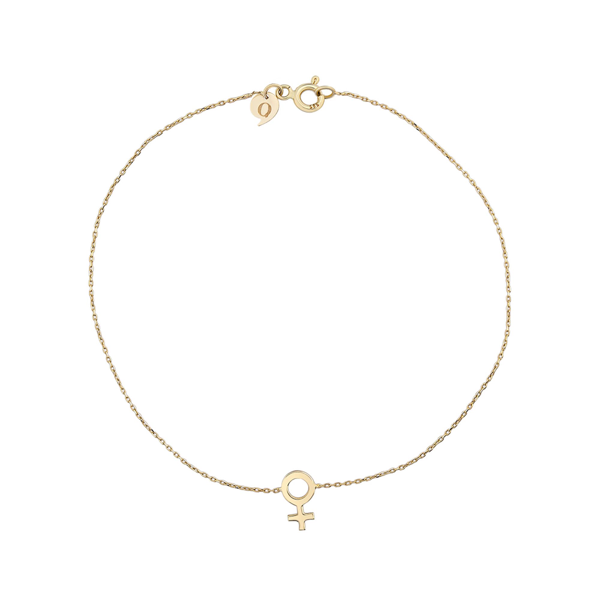 14k Gold Feminine Symbol Chain Bracelet - Female Charm Daily Bracelet ...