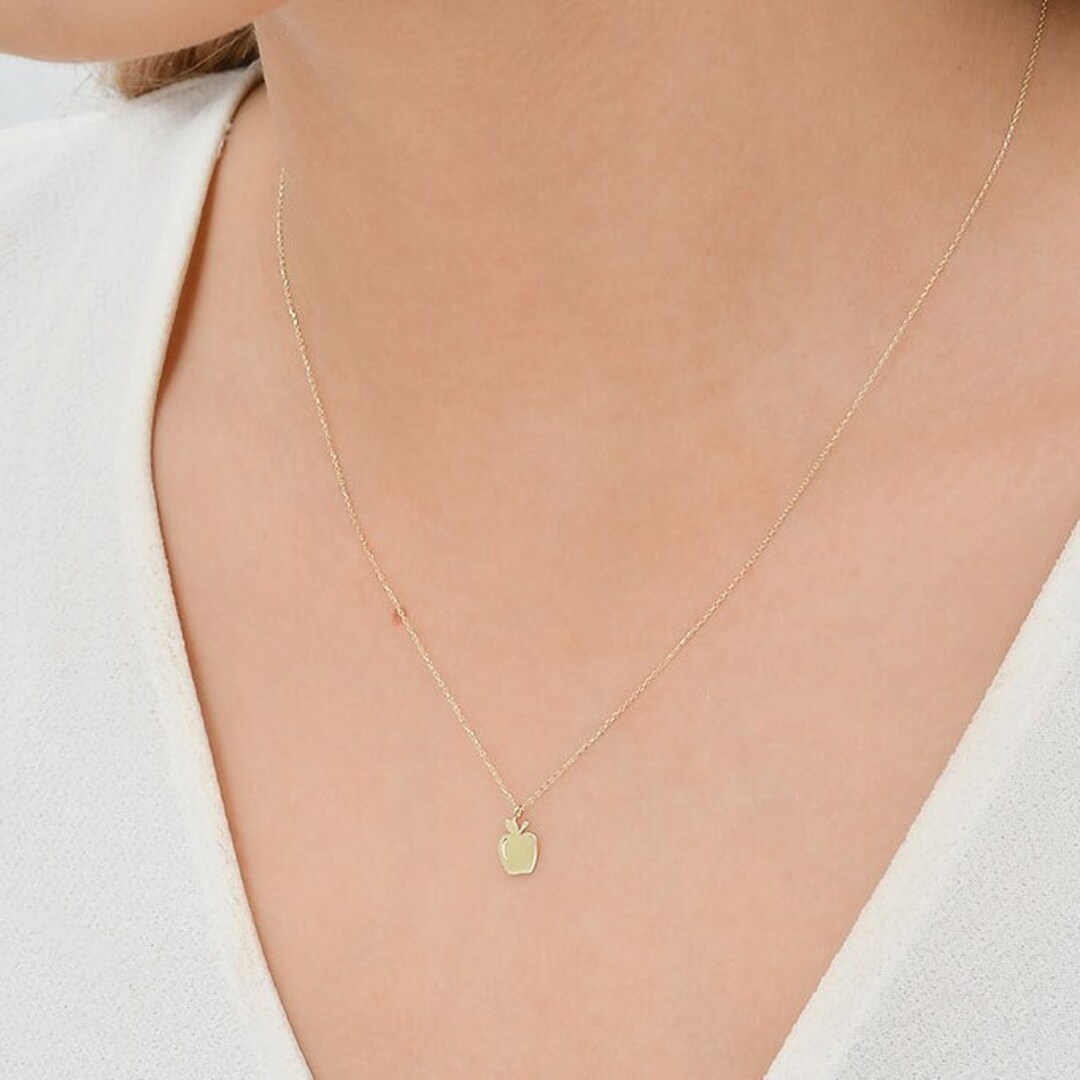 14K Gold Apple Necklace for Woman, Apple Charm Necklace Gift for New ...