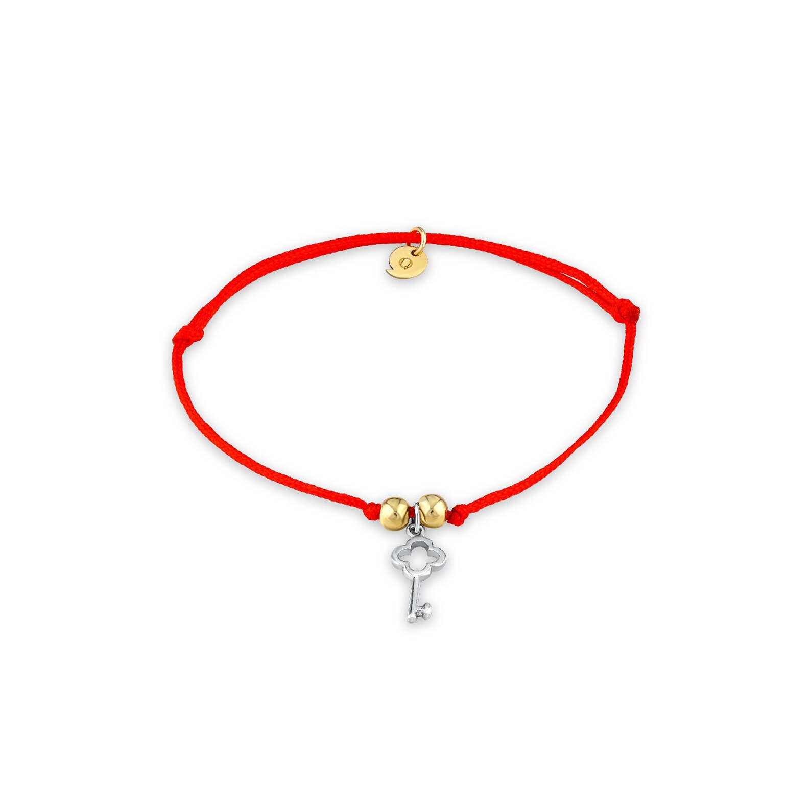 14K Solid Gold Adjustable Red Cord Key Bracelet, Dainty Key Jewelry ...