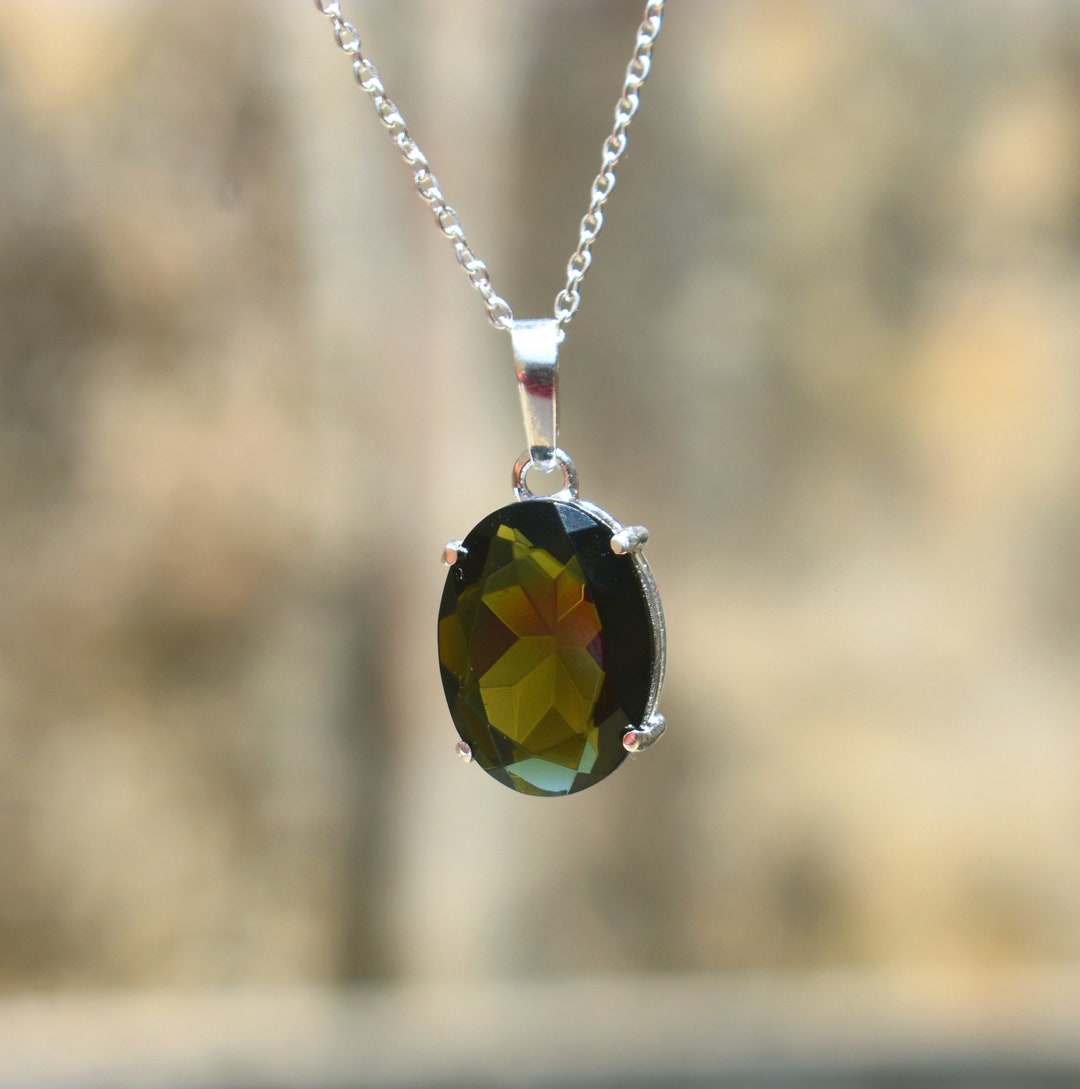 Moldavite Pendant Sterling Silver Pendant Natural Czech Moldavite ...