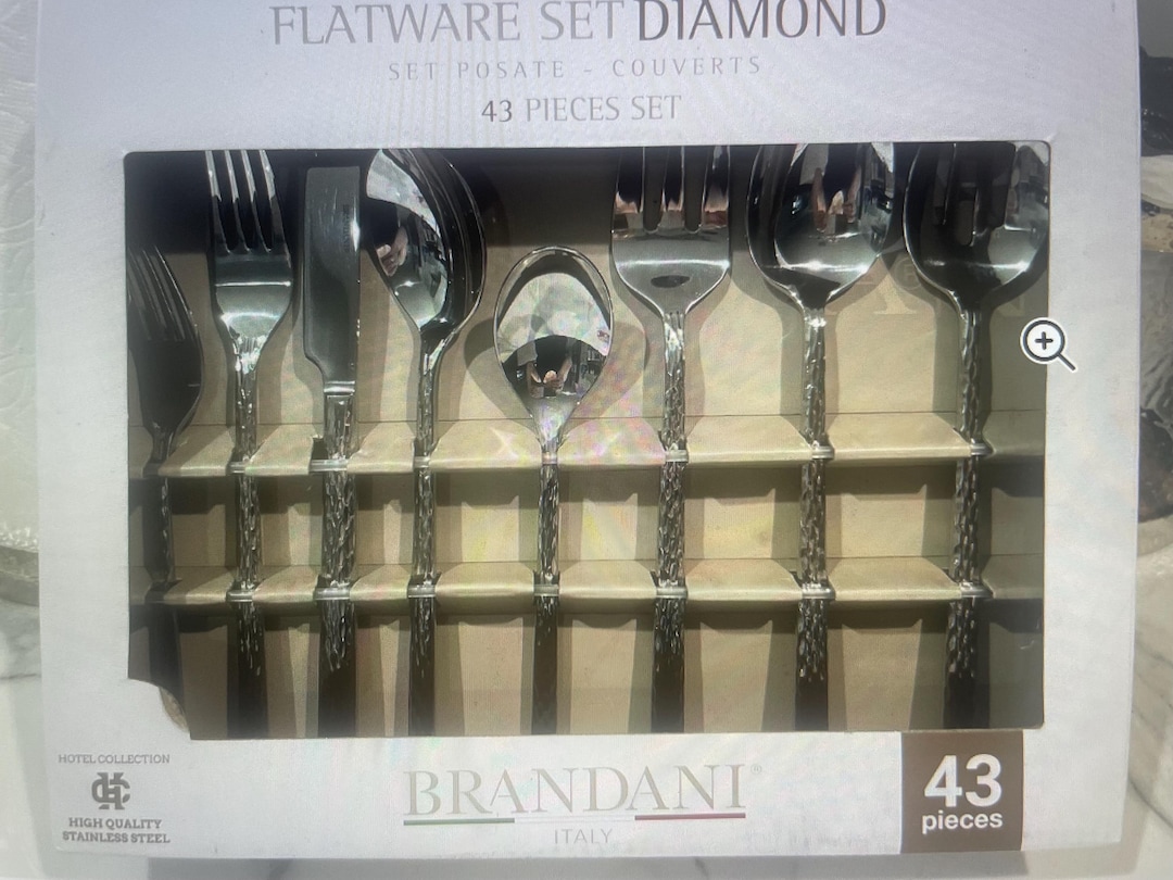 BRANDANI Italy Diamond Hotel Collection Stainless Steel 43pc Flatware ...