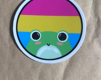 Cute Pixel Frog With Pansexual Pride Heart Sticker | 5x5cm | Vinyl ...