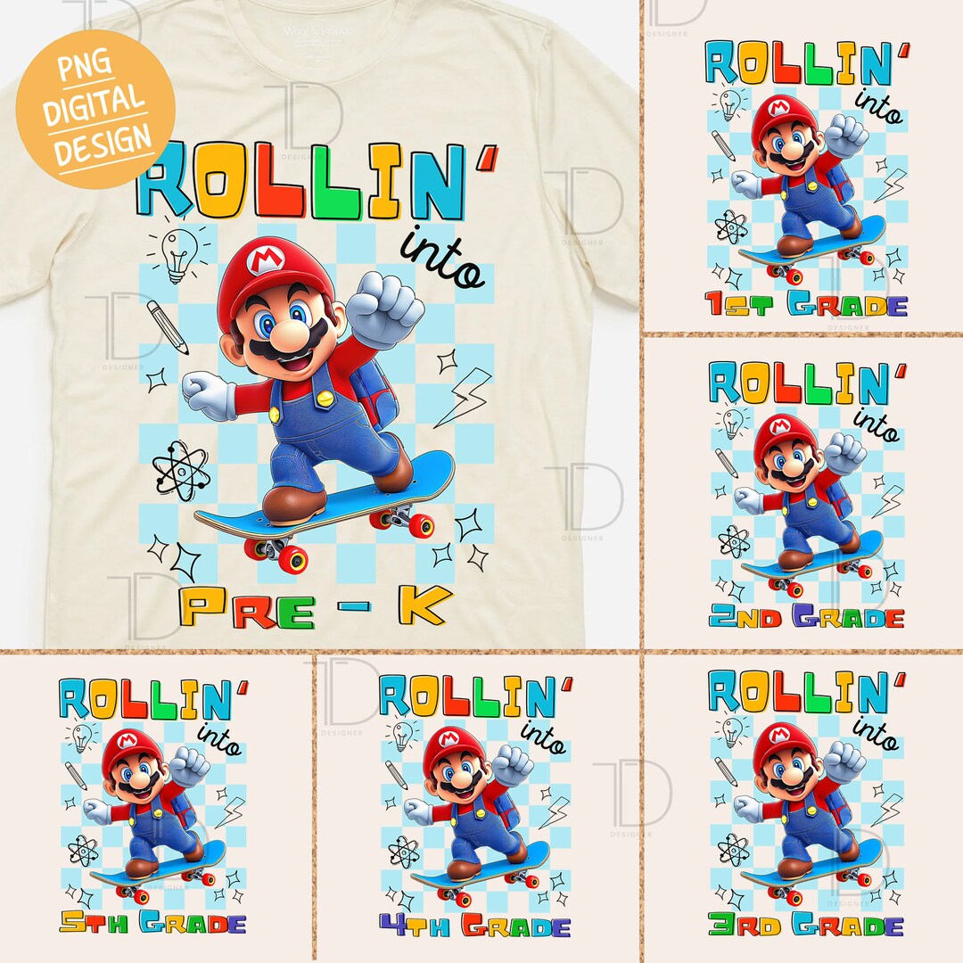 Rollin' Into Kindergarten Cartoon Png Bundle, Back to School Png ...