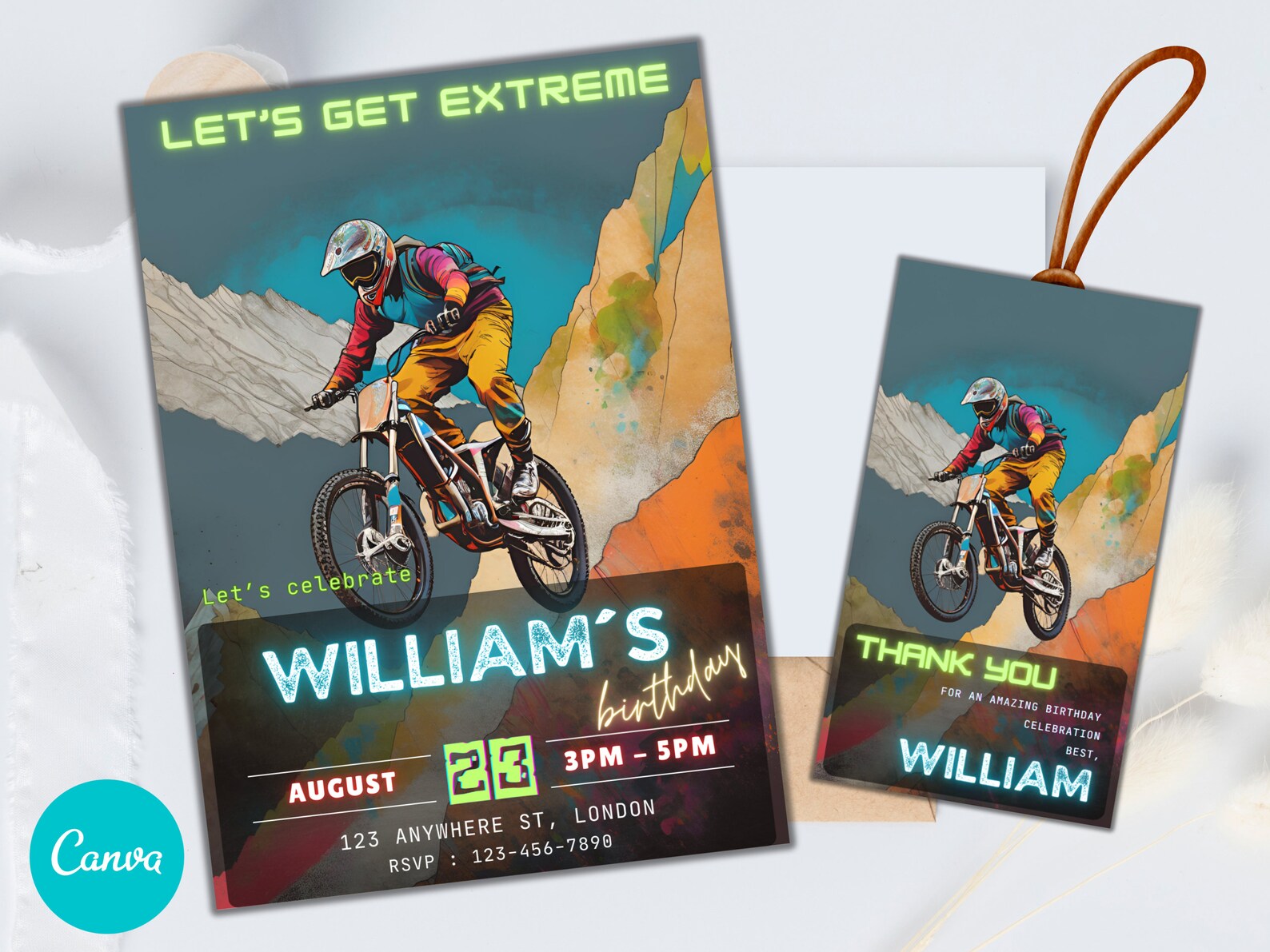 Editable Mountain Bike Birthday Invitation, Enduro Party Invitation,diy ...