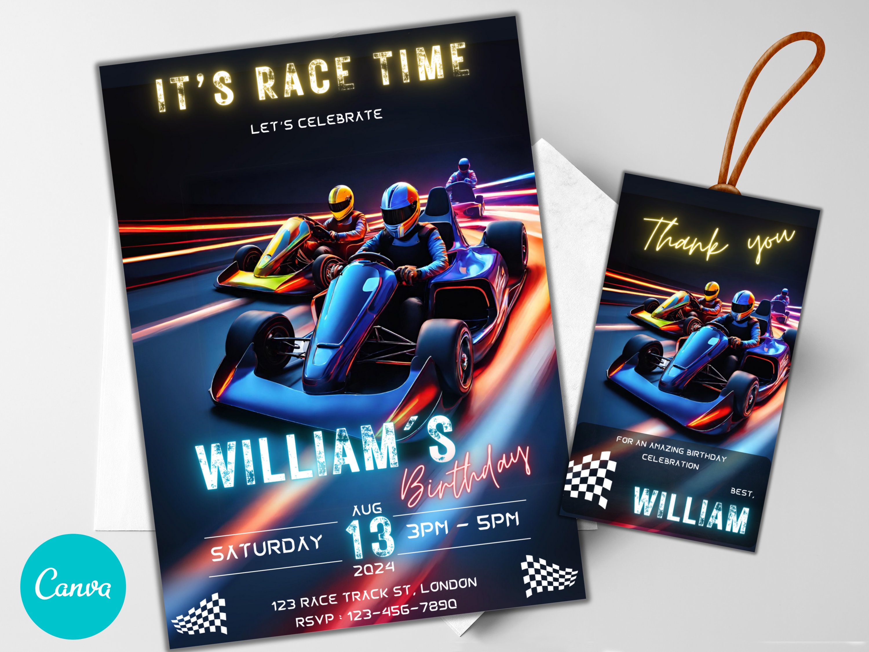 Editable Racing Birthday Invitation, Karting Party Invitation,diy ...