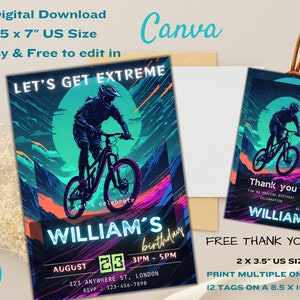 Editable Mountain Bike Birthday Invitation, Enduro Party Invitation,diy ...