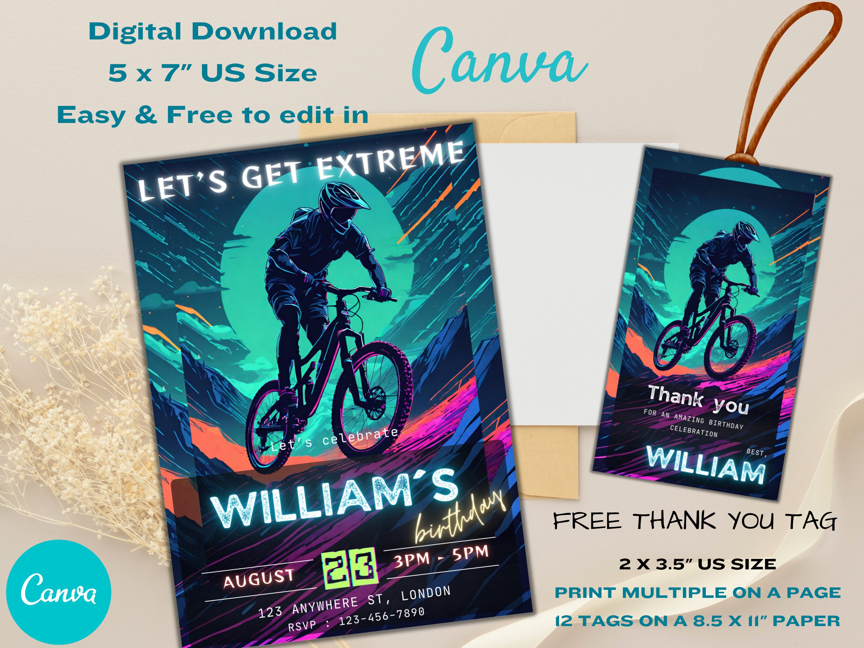 Editable Mountain Bike Birthday Invitation, Enduro Party Invitation,diy ...