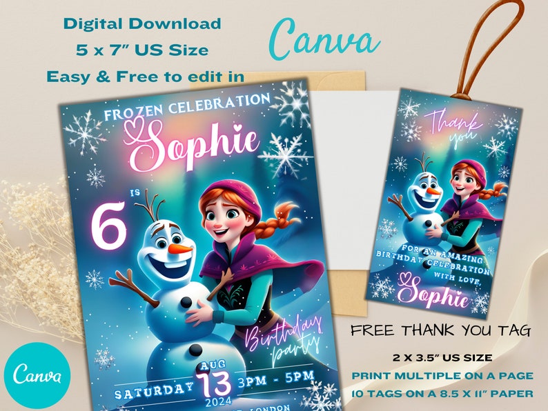 Editable Frozen Birthday Invitation, Frozen Party Invitation, Custom ...