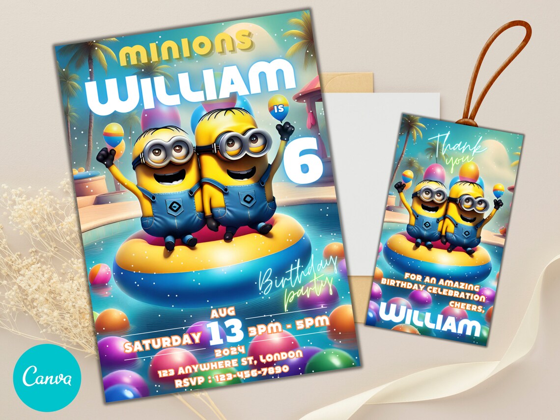 Editable Minion Birthday Invitation, Minion Party Invitation, Custom ...