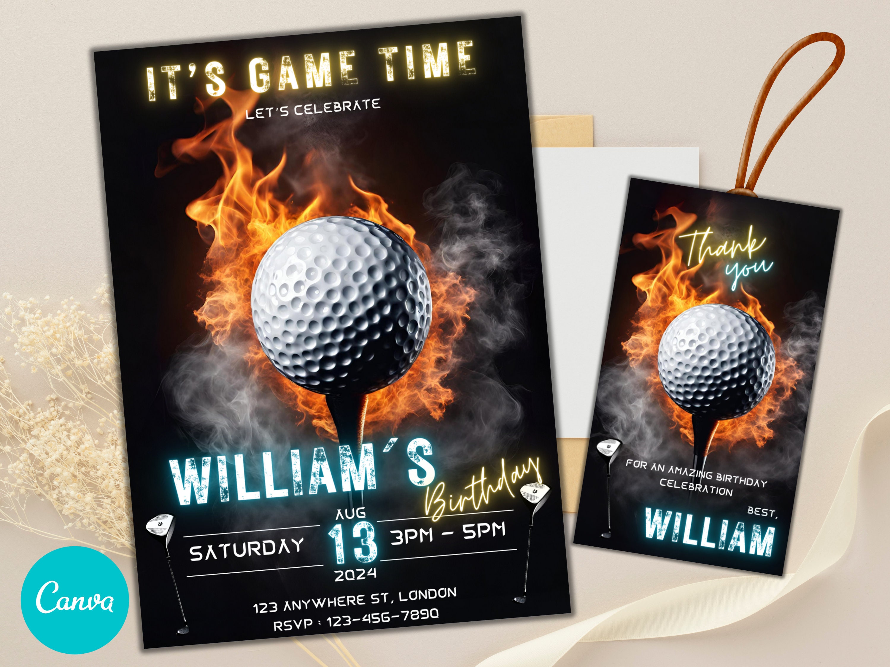 Editable Golf Birthday Invitation, Golf Party Invitation, Custom Golf ...