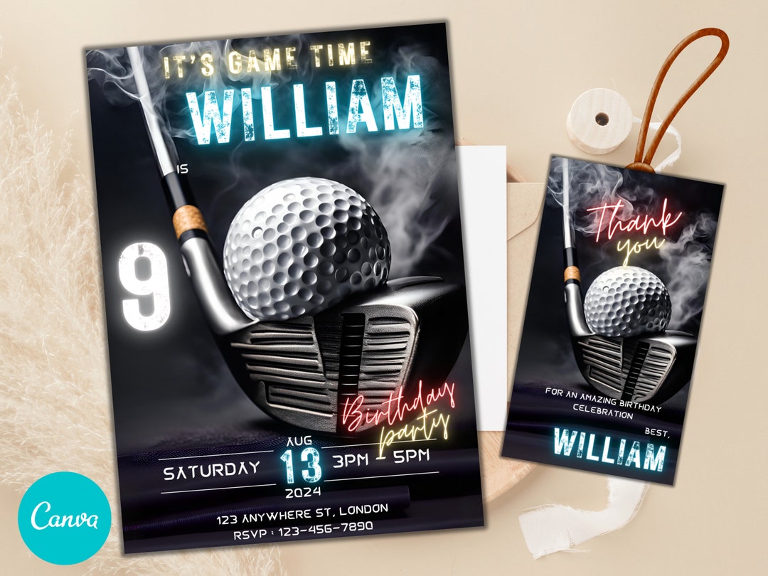 Editable Golf Birthday Invitation, Golf Party Invitation, Custom Golf ...