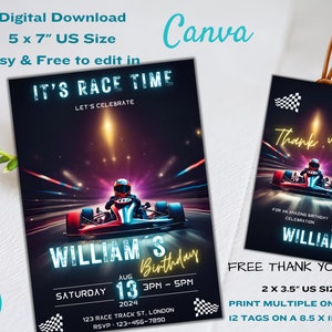 Editable Go Kart Birthday Invitation, Karting Party Invitation,diy ...