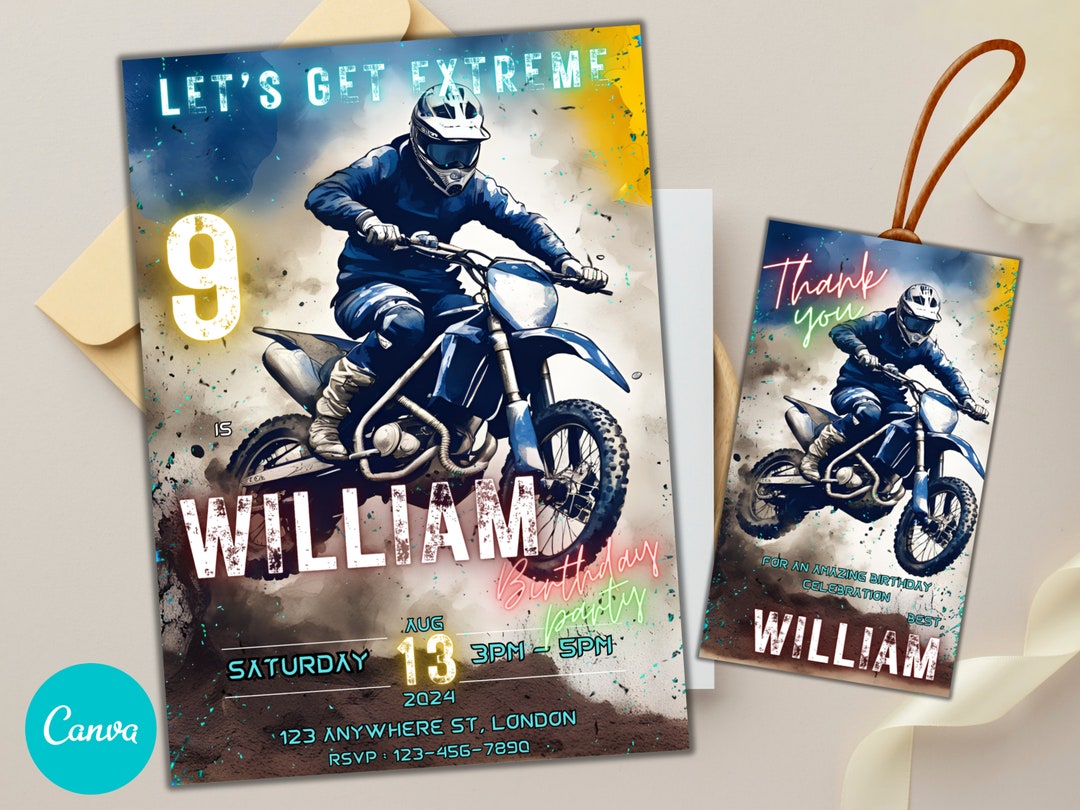 Editable Dirt Bike Birthday Invitation, Motocross Party Invitation,diy ...