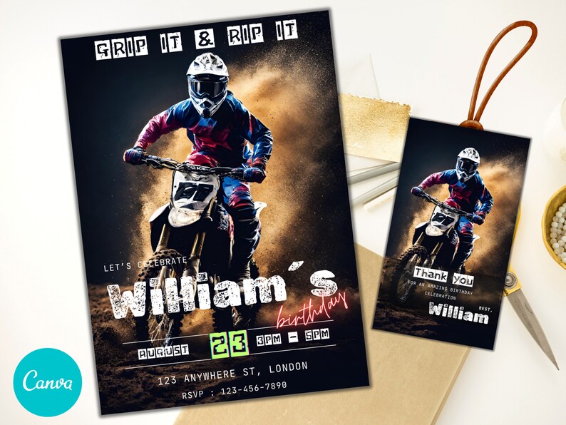 Editable Motocross Birthday Invitation, Motocross Party Invitation,diy ...