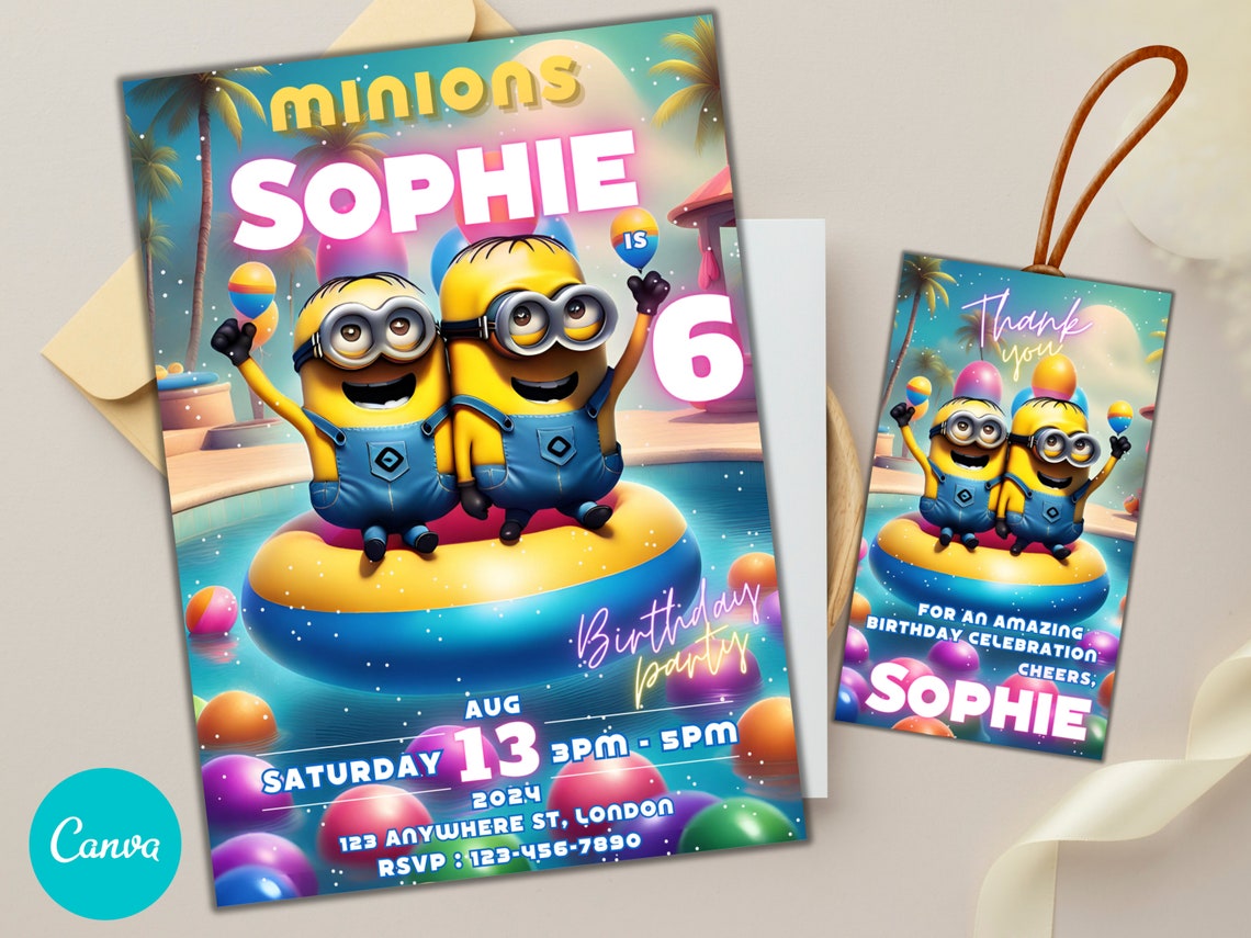 Editable Minion Birthday Invitation, Minion Party Invitation, Custom ...