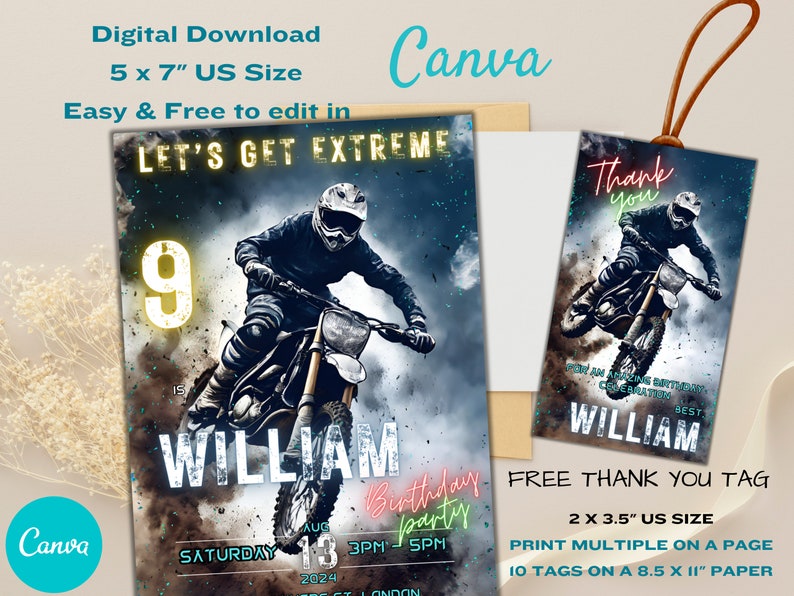 Editable Dirt Bike Birthday Invitation, Motocross Party Invitation,diy ...