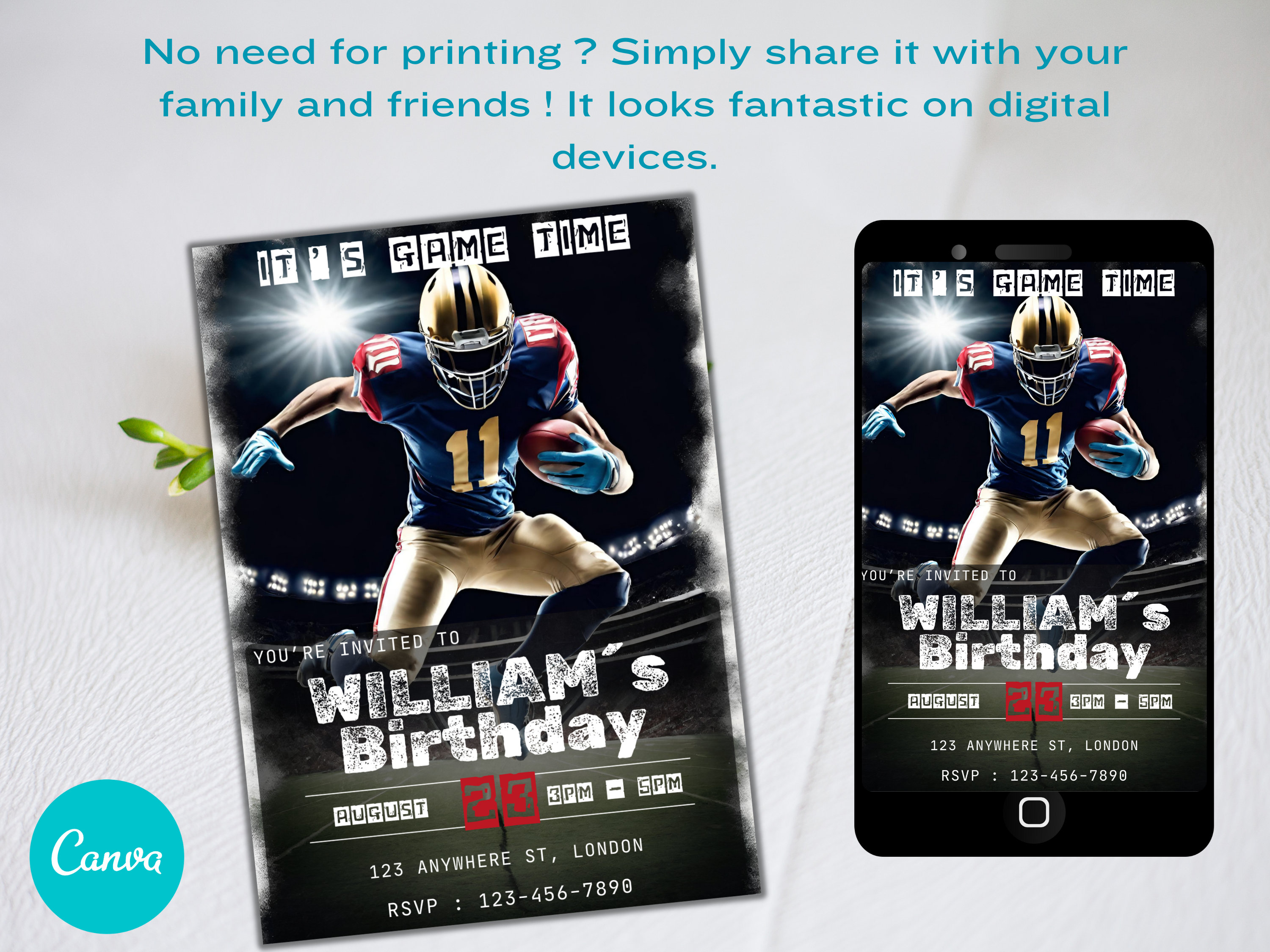Editable Football Birthday Invitation, Football Party Invitation,diy ...
