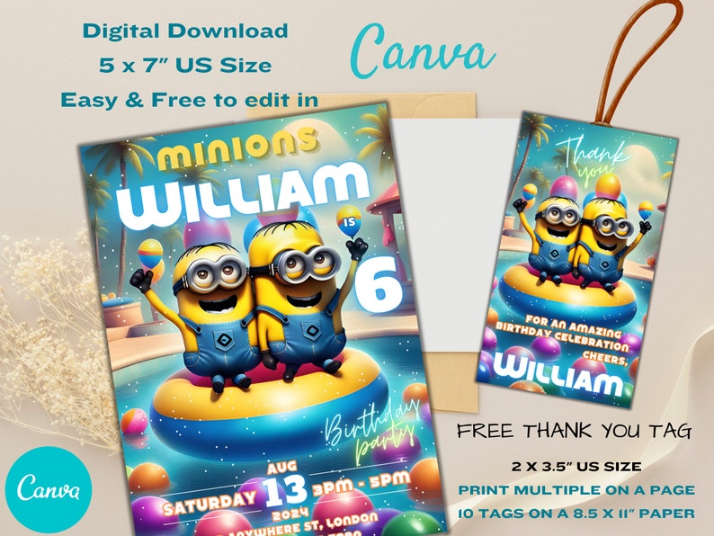 Editable Minion Birthday Invitation, Minion Party Invitation, Custom ...