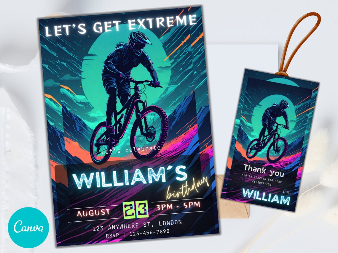 Editable Mountain Bike Birthday Invitation, Enduro Party Invitation,diy ...