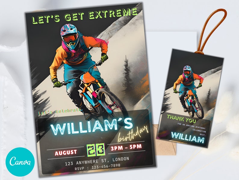 Editable Mountain Bike Birthday Invitation, Enduro Party Invitation,diy ...