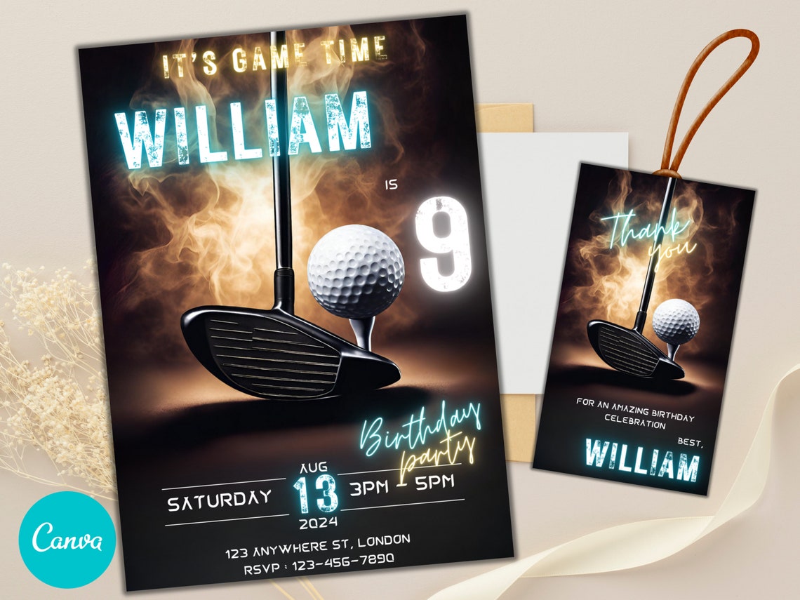 Editable Golf Birthday Invitation, Golf Party Invitation, Custom Golf ...