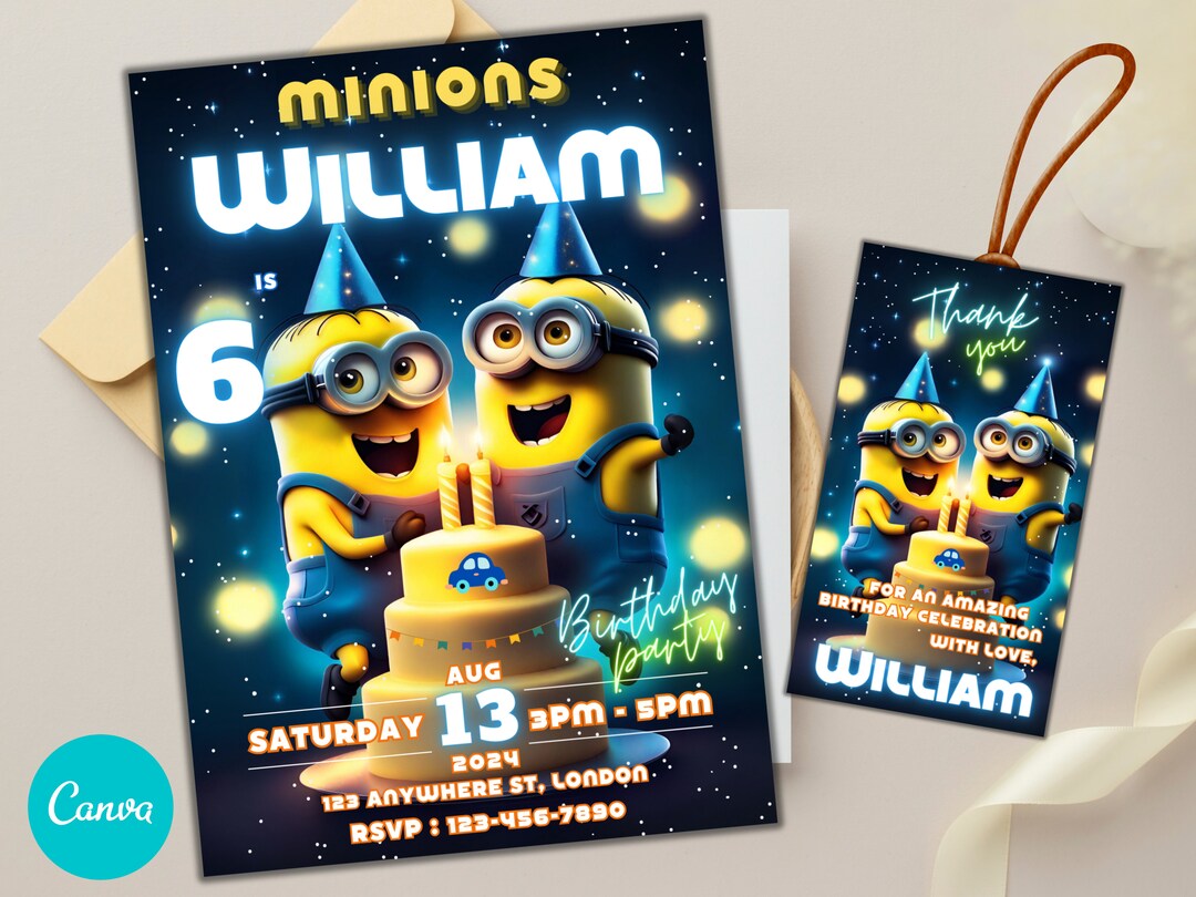 Editable Minion Birthday Invitation, Minion Party Invitation, Custom ...