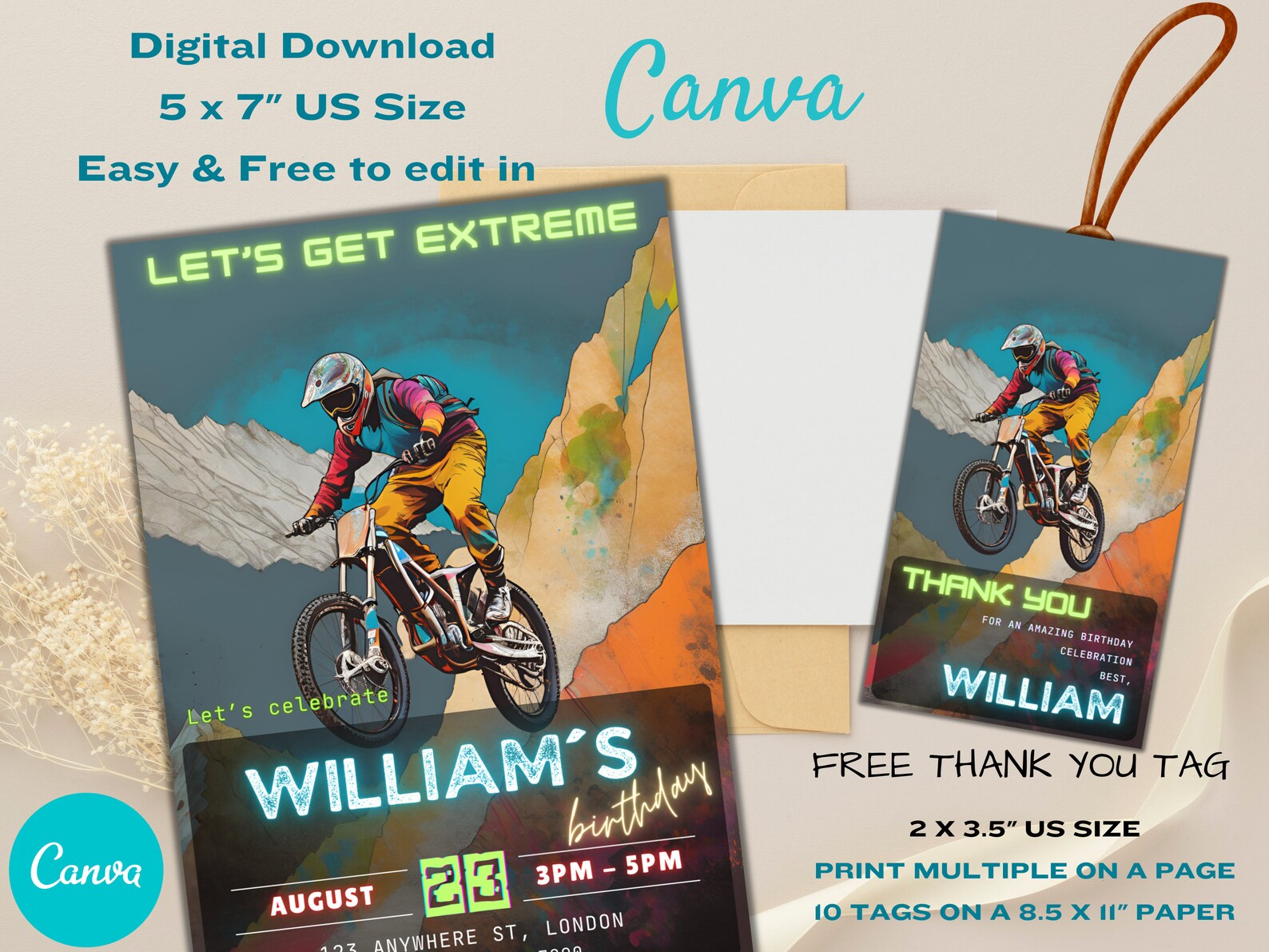 Editable Mountain Bike Birthday Invitation, Enduro Party Invitation,diy ...