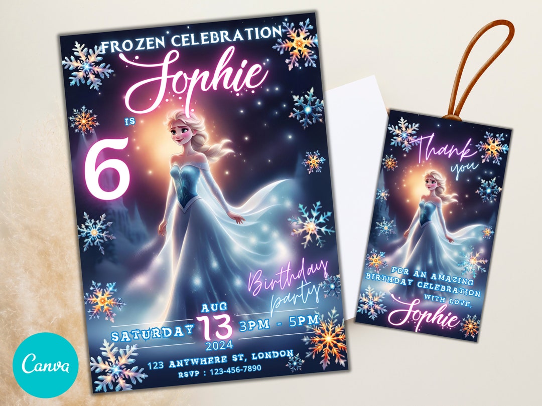 Editable Frozen Birthday Invitation, Frozen Party Invitation, Custom ...
