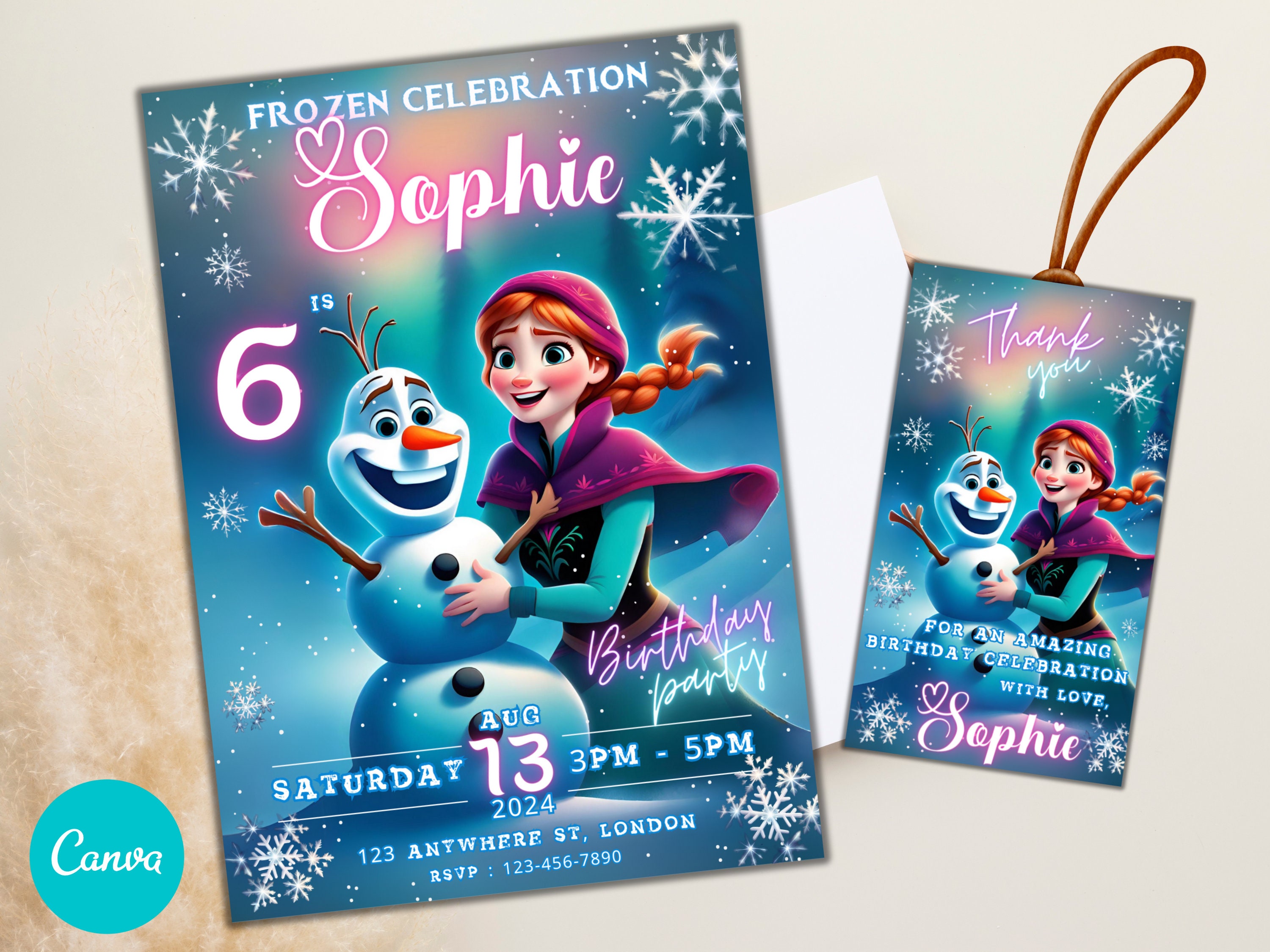 Editable Frozen Birthday Invitation, Frozen Party Invitation, Custom ...
