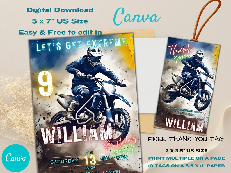 Editable Dirt Bike Birthday Invitation, Motocross Party Invitation,diy ...