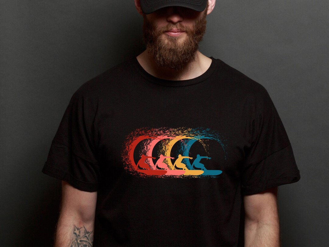 Surfboard T-shirt, Surfing Tshirt, Tropical Design, Surf Enthusiast ...