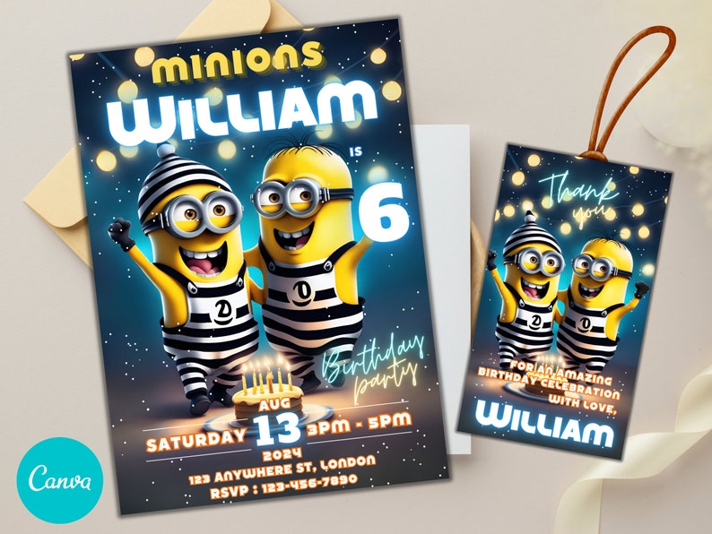 Editable Minion Birthday Invitation, Minion Party Invitation, Custom ...