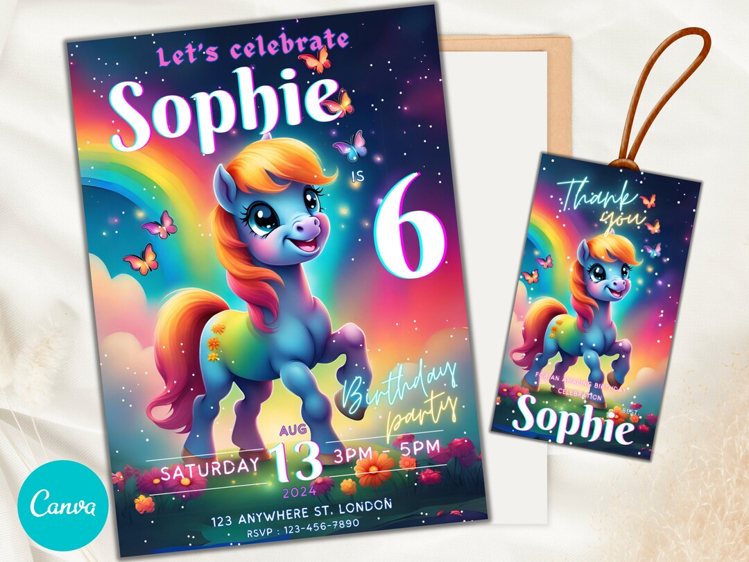 Editable Pony Birthday Invitation, Pony Party Invitation, Custom Pony ...