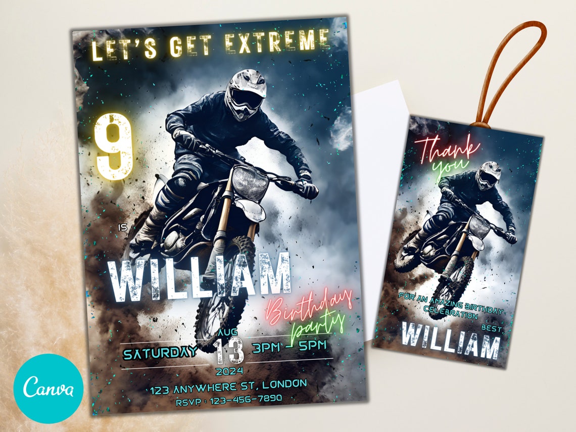 Editable Dirt Bike Birthday Invitation, Motocross Party Invitation,diy ...