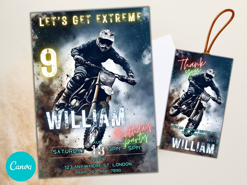 Editable Dirt Bike Birthday Invitation, Motocross Party Invitation,diy ...