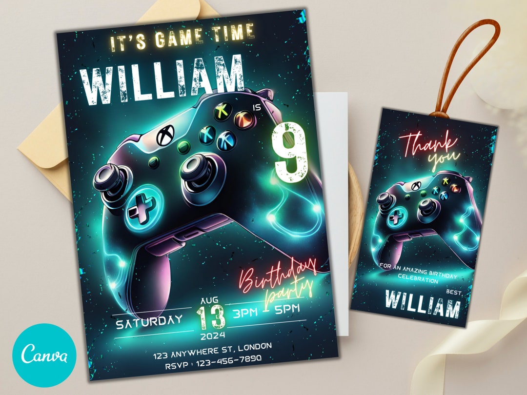 Editable Video Game Birthday Invitation, Video Game Party Invitation ...