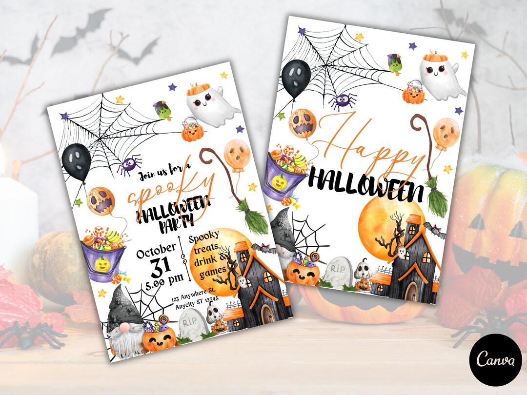 Halloween Party Invitation, Halloween Birthday Invitation, DIY ...