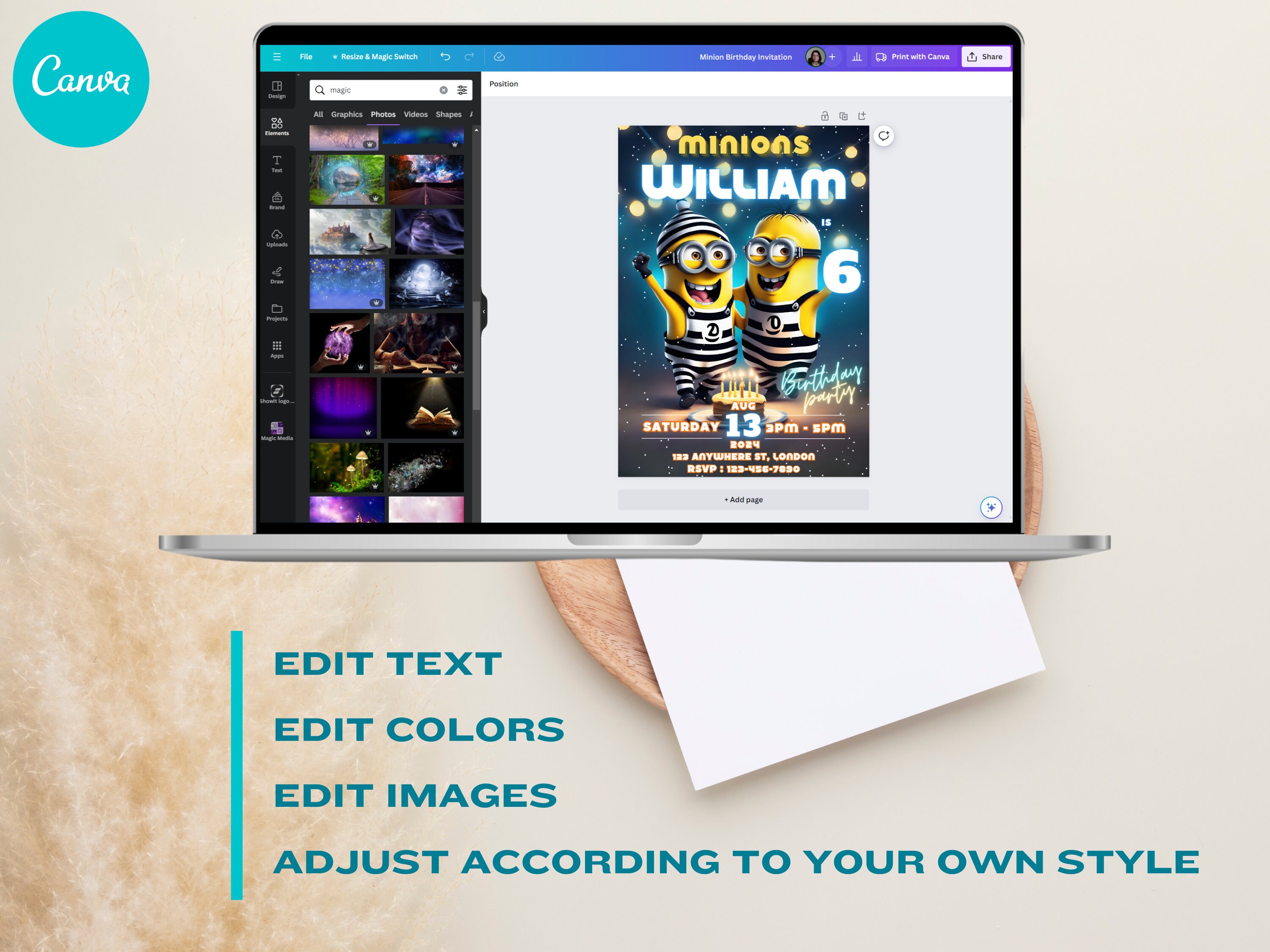 Editable Minion Birthday Invitation, Minion Party Invitation, Custom ...