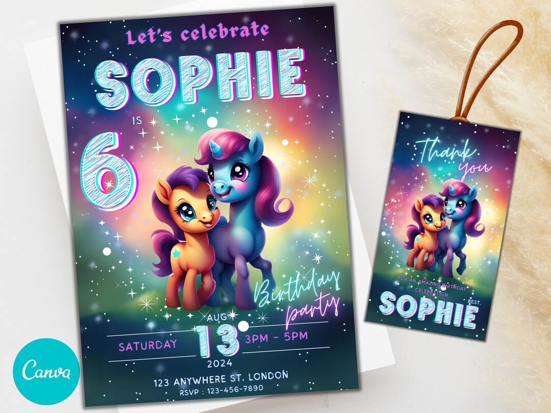 Editable Pony Birthday Invitation, Pony Party Invitation, Custom Pony ...