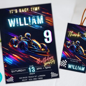 Editable Racing Kart Birthday Invitation, Racing Party Invitation ...