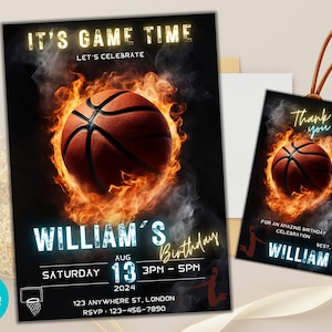 Editable Basketball Birthday Invitation, Basketball Party Invitation ...